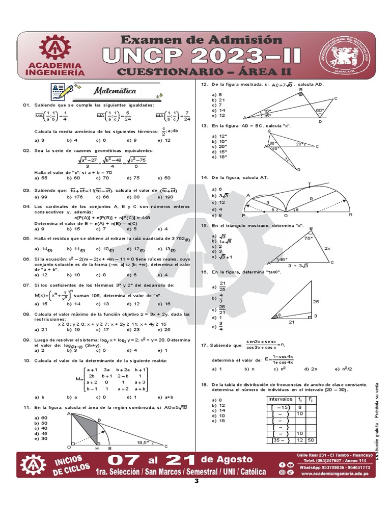 Examen y Solucionario Area II - PMD - Compressed | PDF