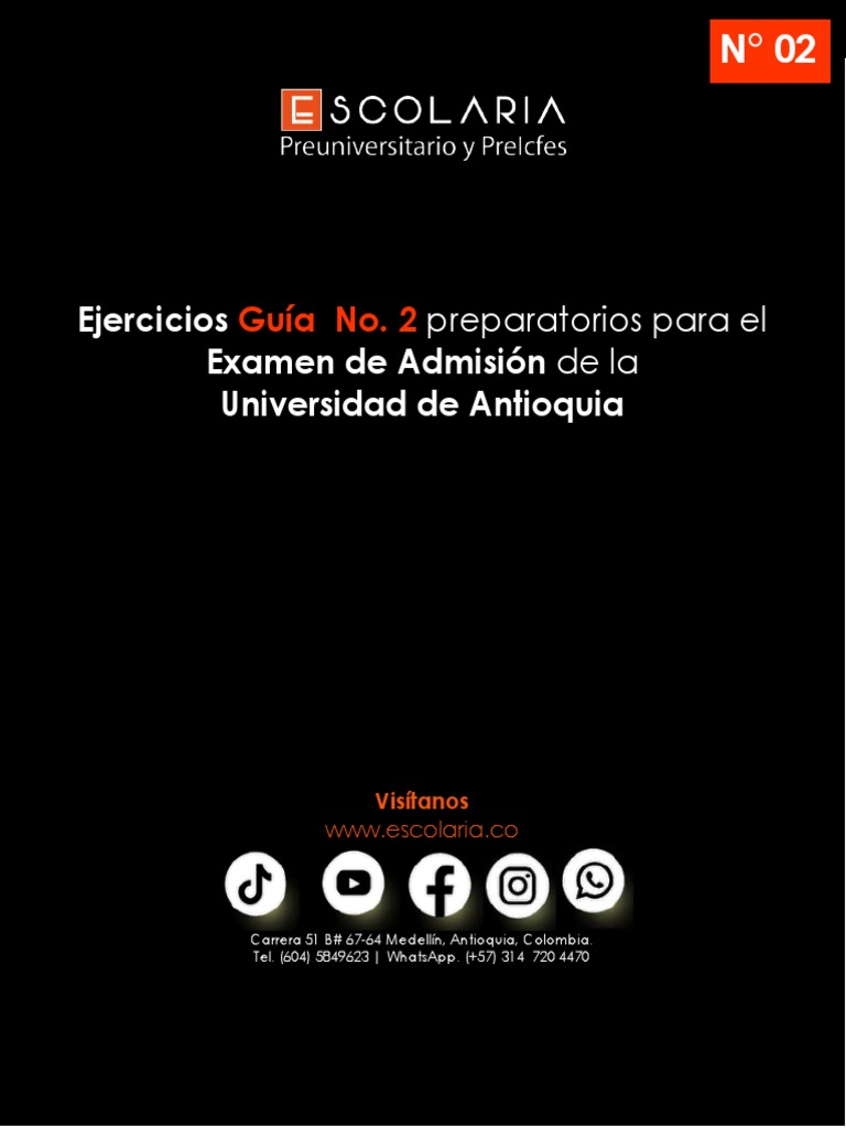 Guía #2 de Ejercicios Preparatorios para El Examen de Admisión de La ...