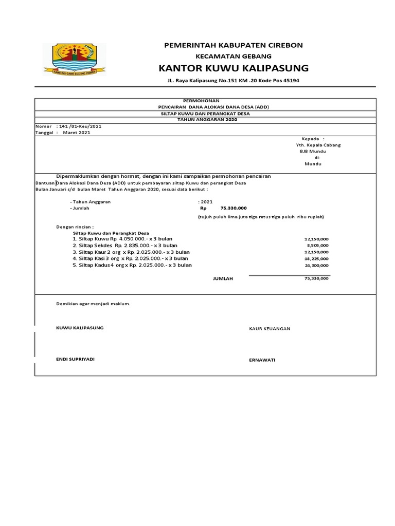 Permohonan Siltap Jan-Mar '21 | PDF