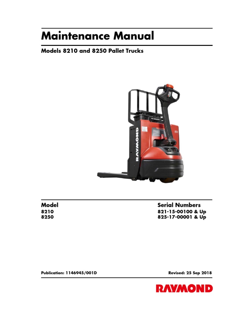 Raymond Model 8210 and 8250 Pallet Trucks Maintenance Manual | PDF ...