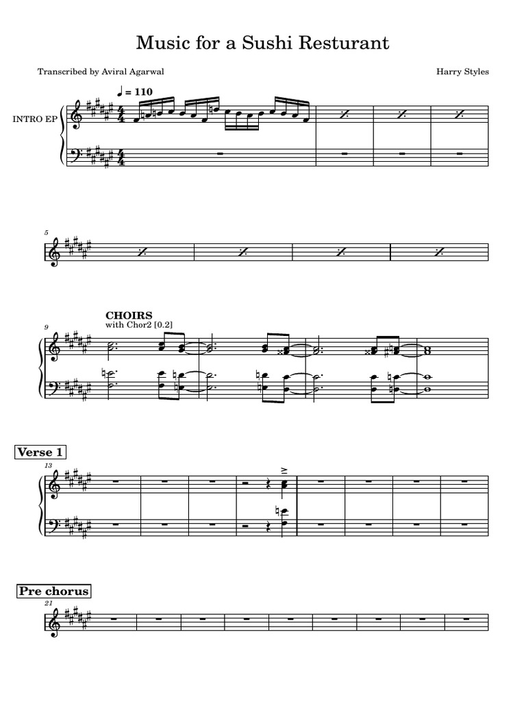 Music For A Sushi Resturant | PDF | Musical Compositions | Songs