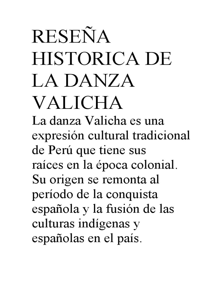 Reseña Historica de La Danza Valicha | PDF