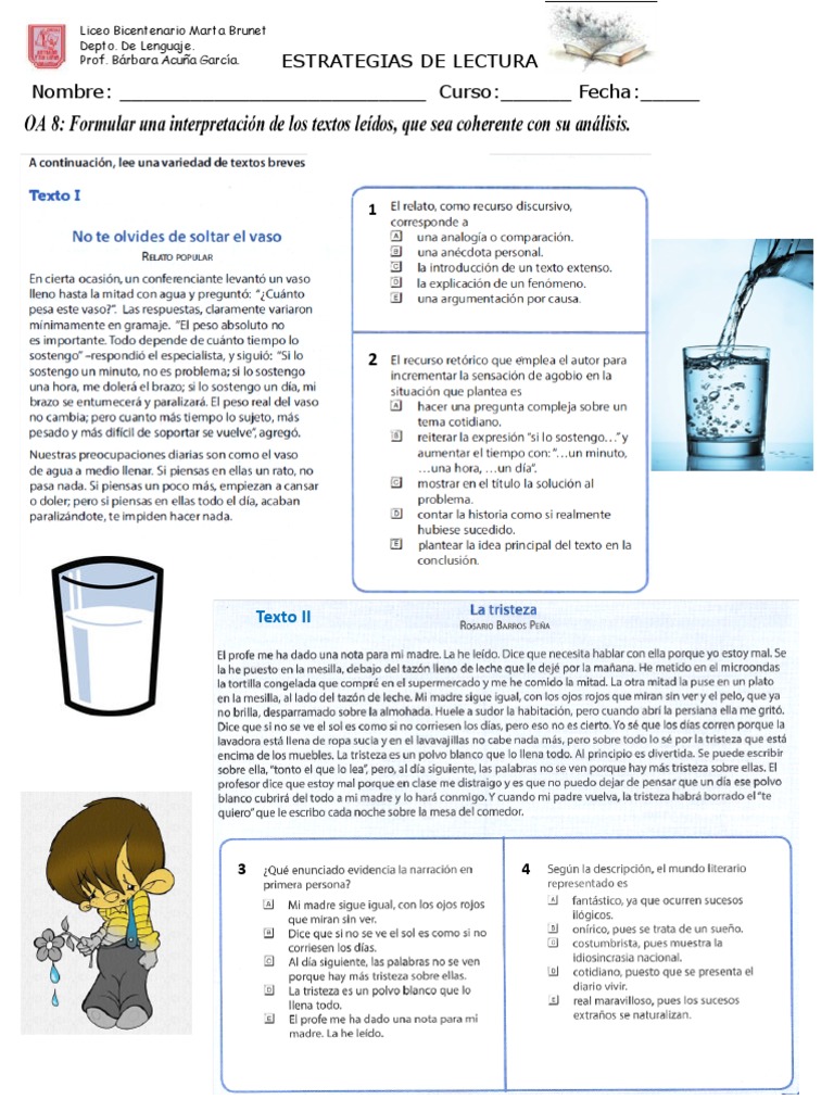 4 A-B-D-G ACTIVIDAD Comprensión Lectora Práctica | PDF | Johann ...