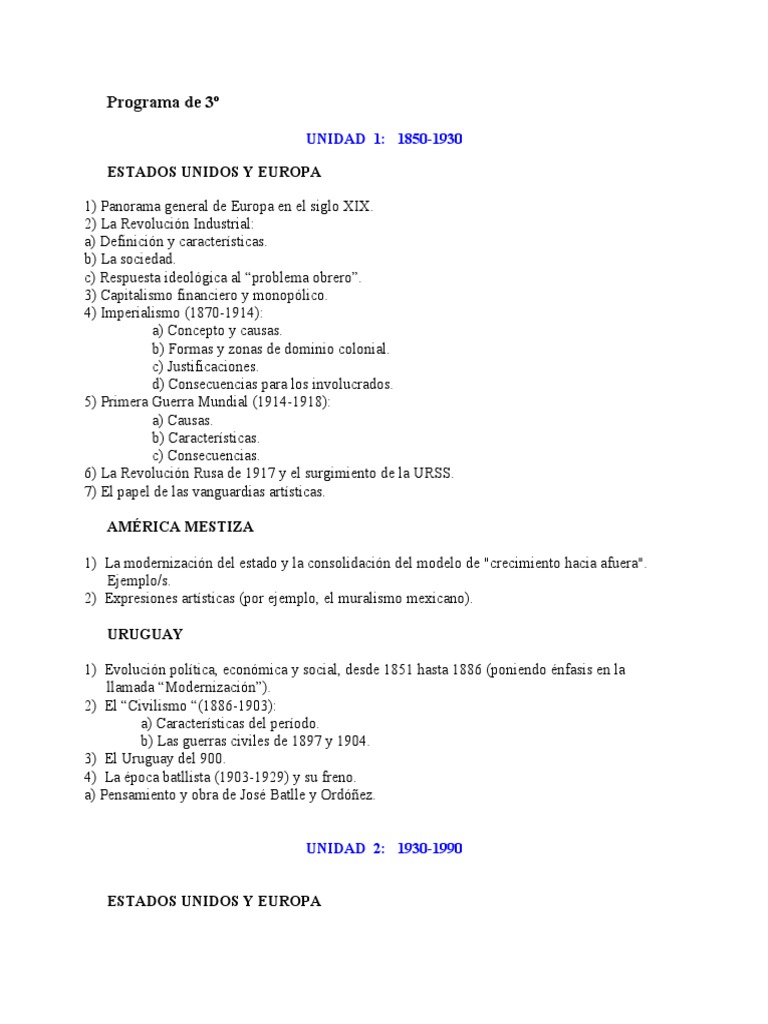Programa 3ro | PDF | Uruguay | Teoría de la modernización