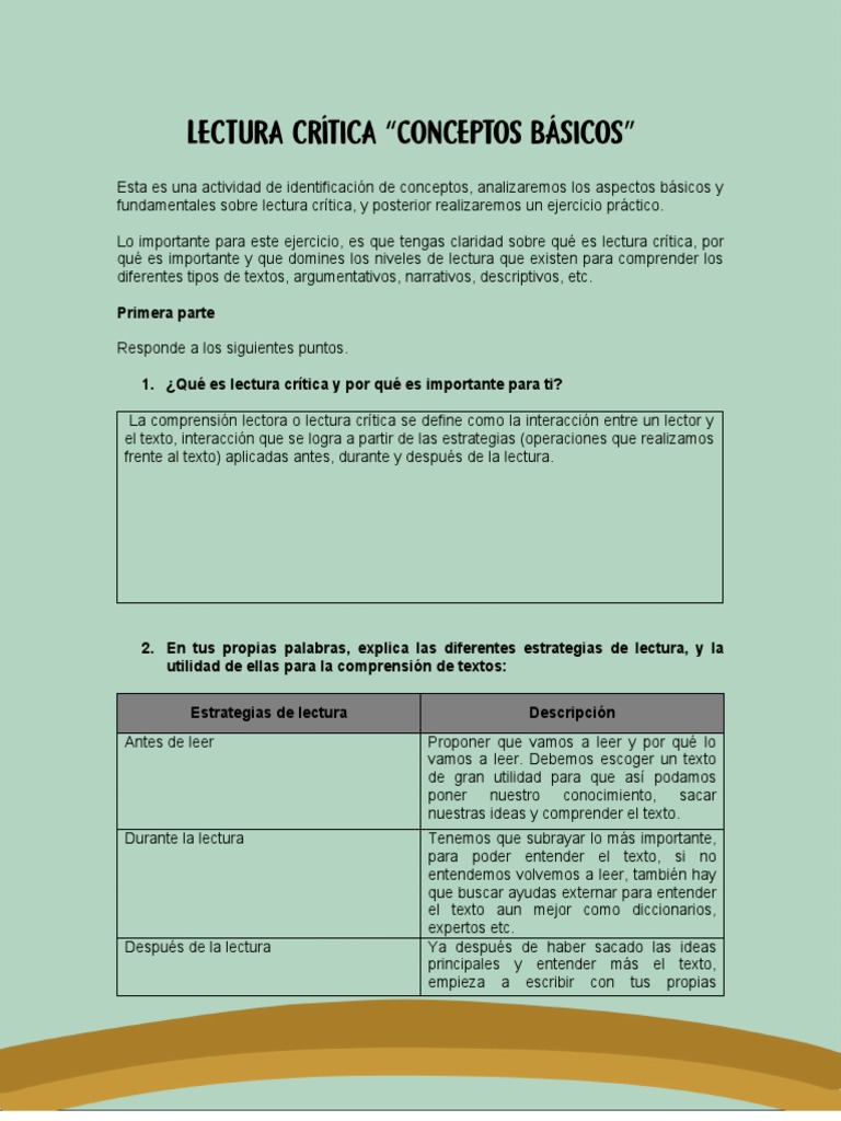 Actividad 9 - Plantilla Lectura Crítica "Conceptos Básicos" | PDF ...