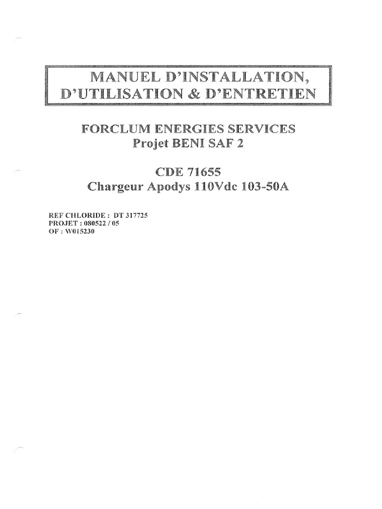 Redresseur 127Vcc - BES2 Vers OM - Chlorid | PDF