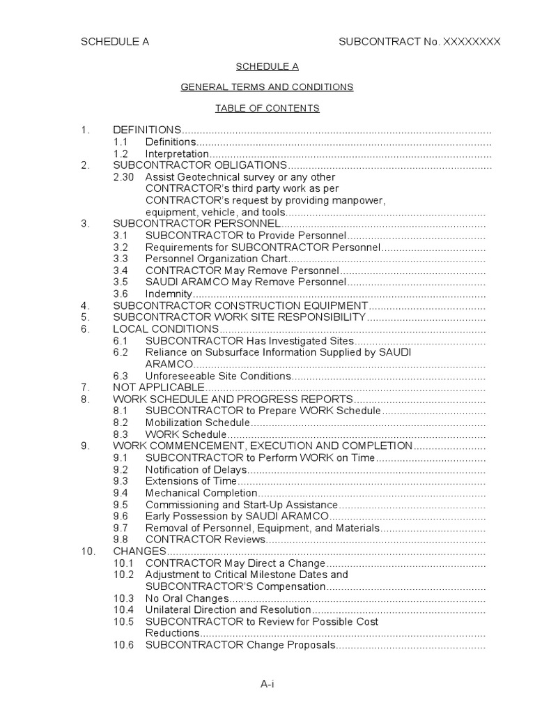 2 Schedule A | PDF | Subcontractor | General Contractor