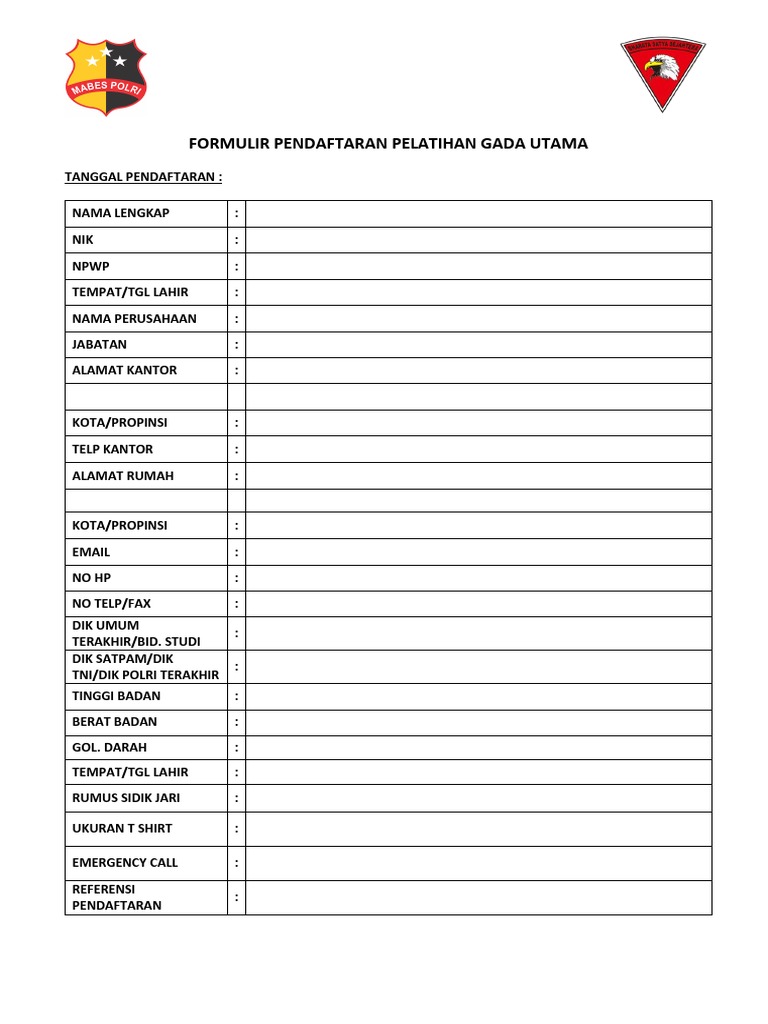 FORM GADA UTAMA - BSS Word | PDF