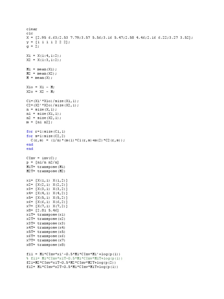 LDA MATLAB Code | PDF