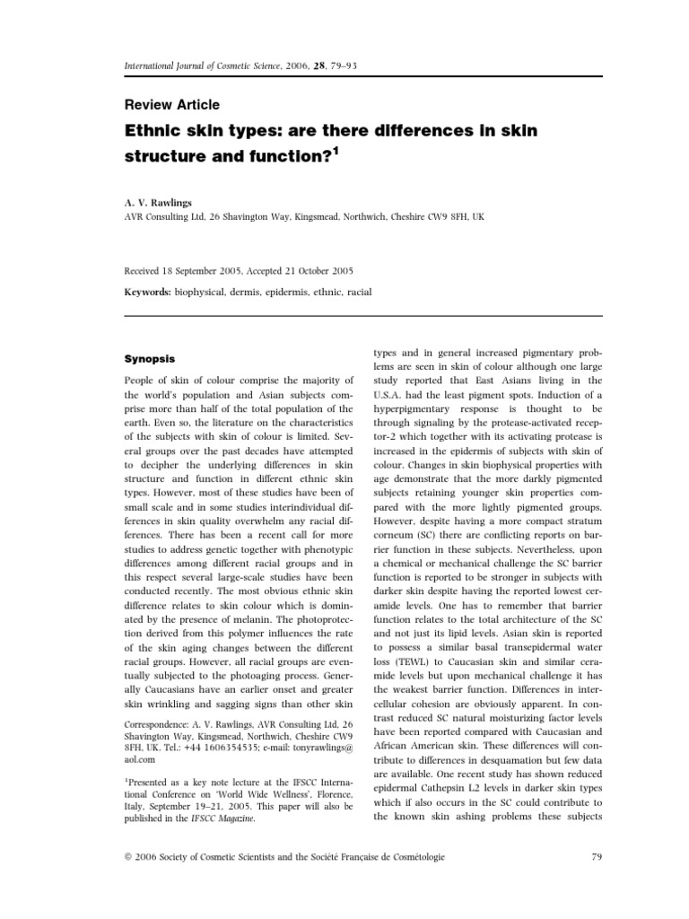 Ethnic Skin Types: Are There Differences in Skin Structure and Function ...