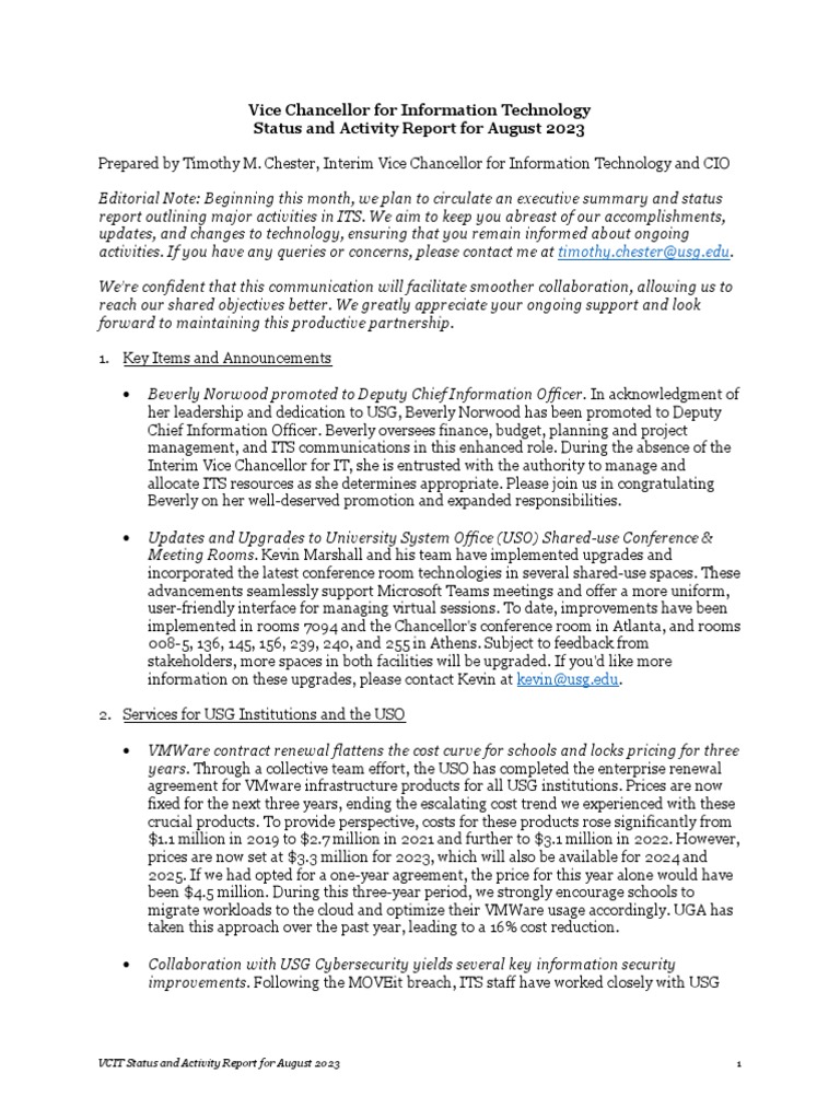 VCIT Status and Activity Report For August 2023 | PDF | Antivirus ...