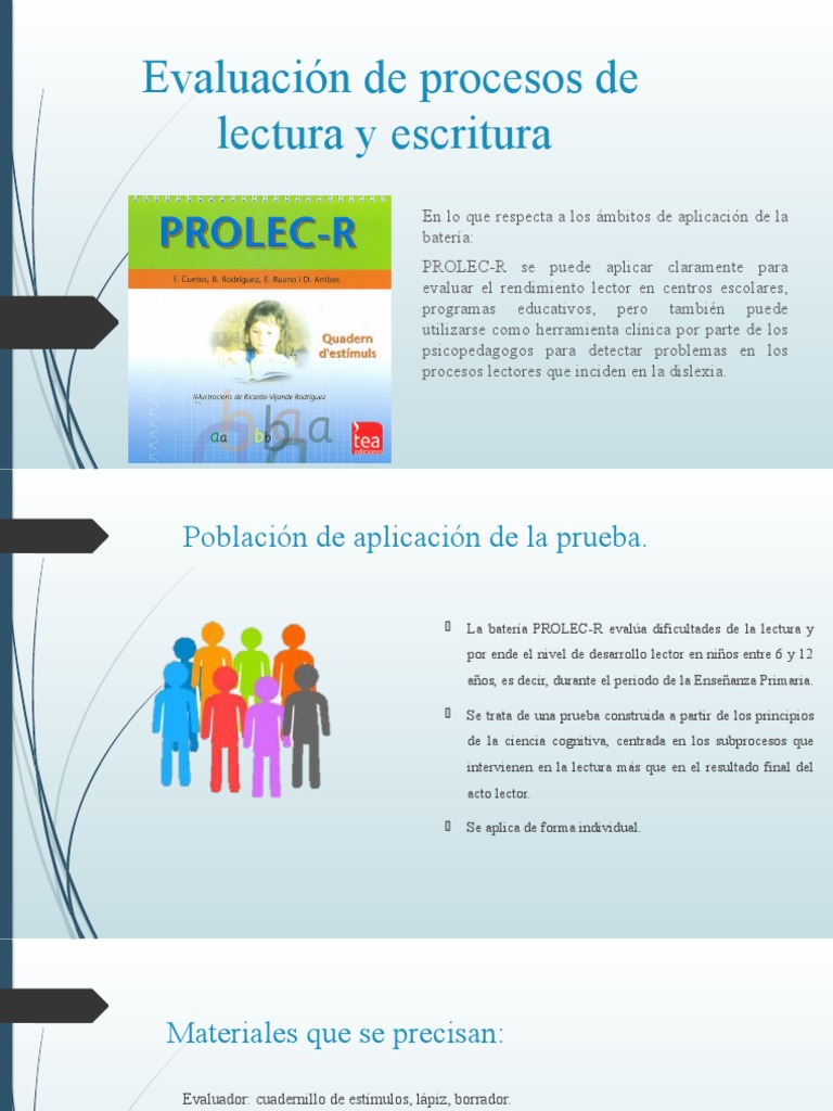 Evaluación de Procesos de Lectura PROLEC-R | PDF | Sílaba | Comprensión lectora