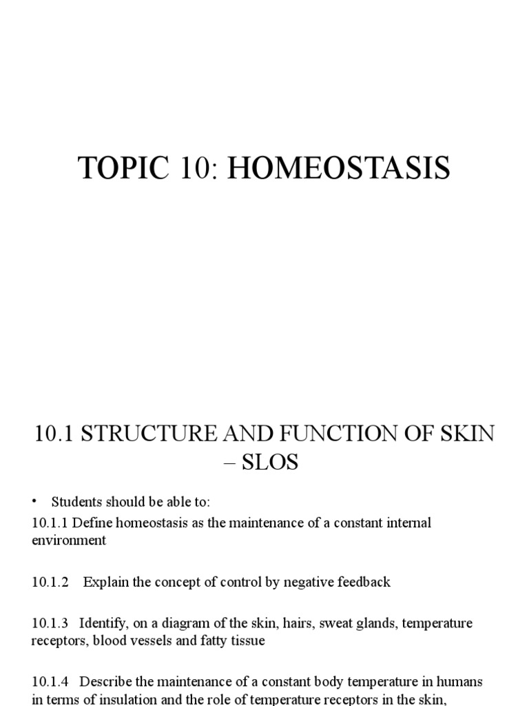 5090 Bio Topic10 Homeostasis | PDF | Homeostasis | Skin