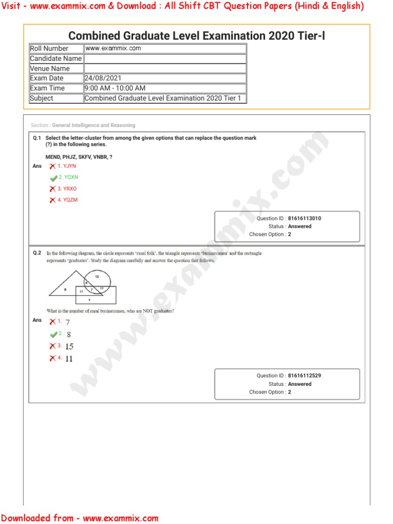 SSC CGL Question Paper 24 August 2021 All Shift in English | PDF