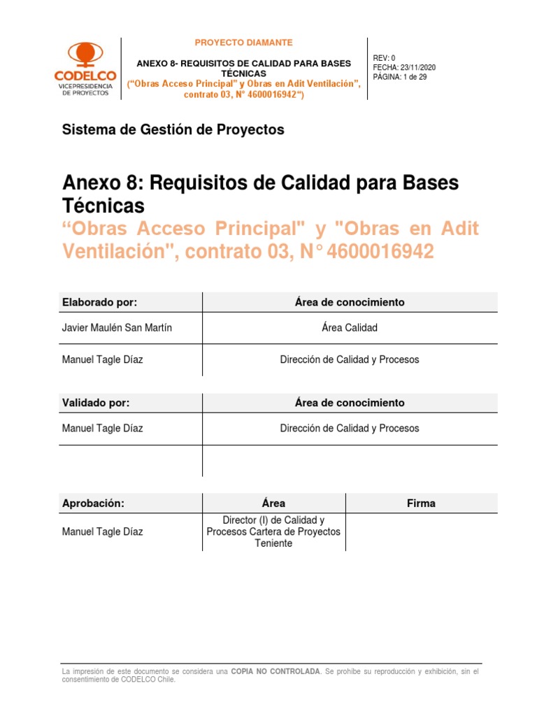 ANEXO N°8 Requisitos de Calidad para BBTT | PDF | Calibración | Calidad (comercial)