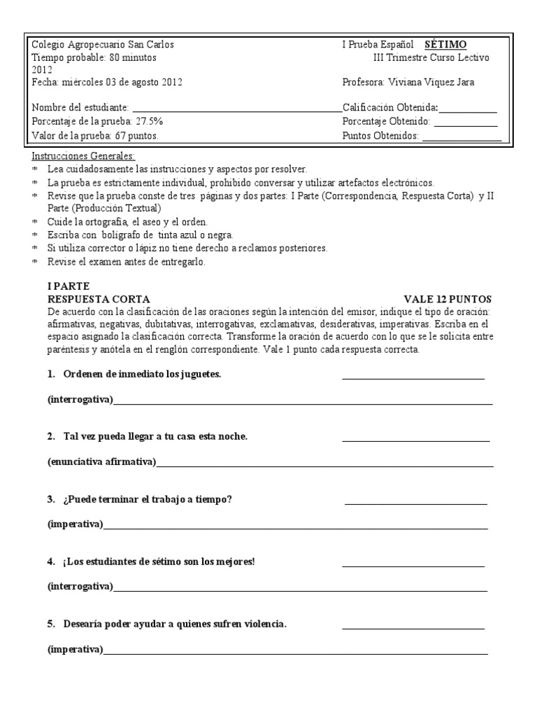 Oraciones Según La Intención Del Hablante | PDF