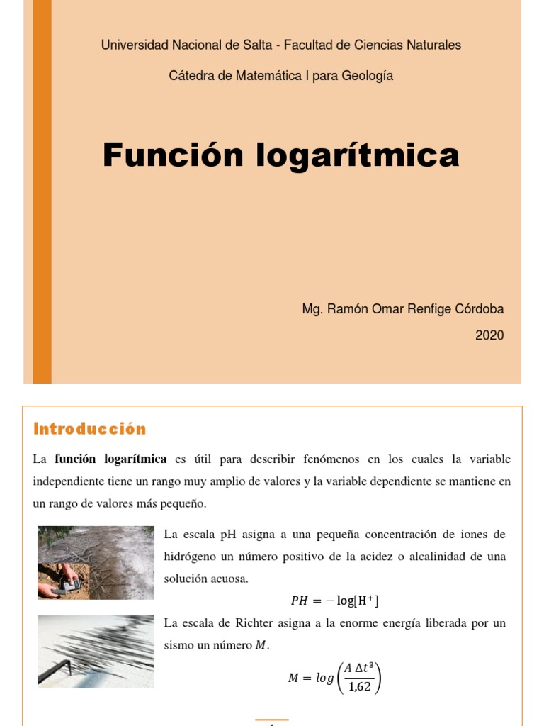 TEORIA 05 Función Logarítmica | PDF | Ph | Logaritmo