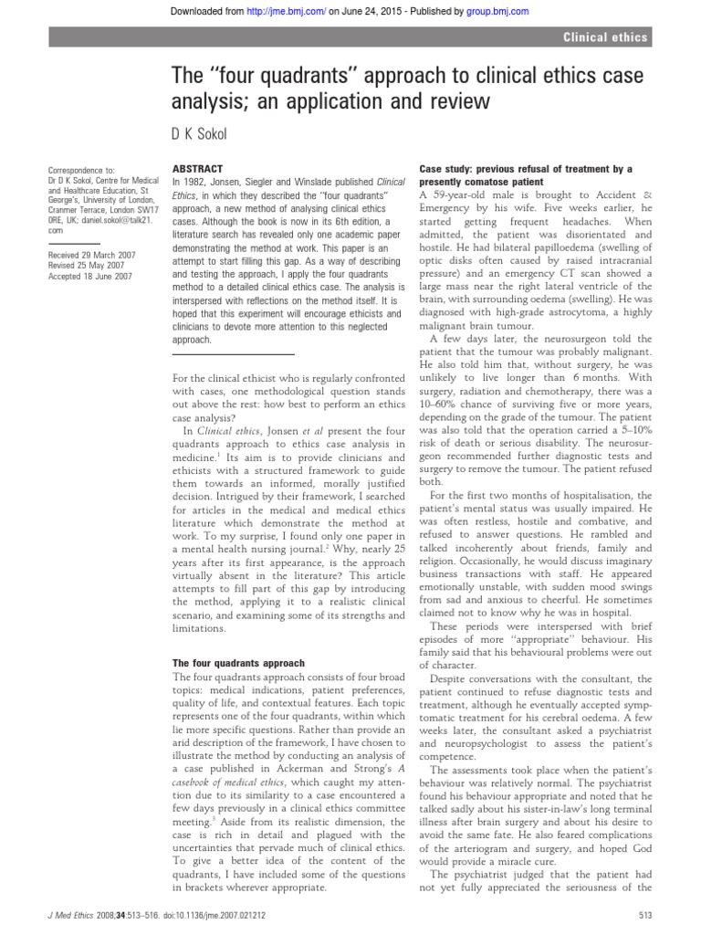 Jonsen 4 Box Method | Download Free PDF | Medical Diagnosis | Medical ...