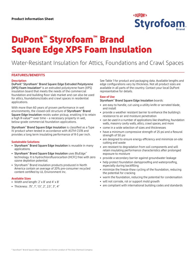 XPS FOAM - SquareEdge | PDF | Polystyrene | Building Insulation