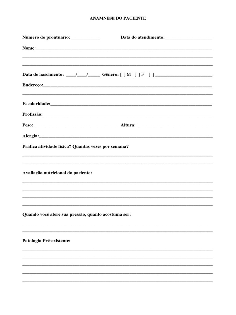 Anamnese Do Paciente | PDF | Medicina Clínica | Câncer
