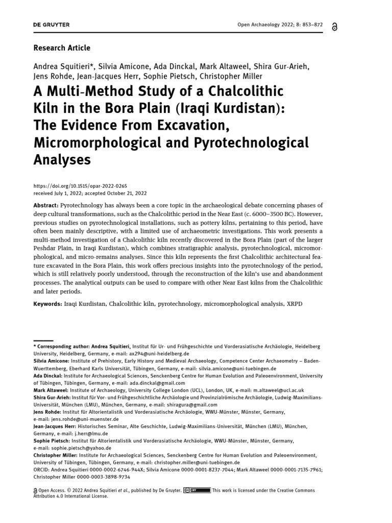 A Multi Method Study Of A Chalcolithic K PDF Pottery Ceramics