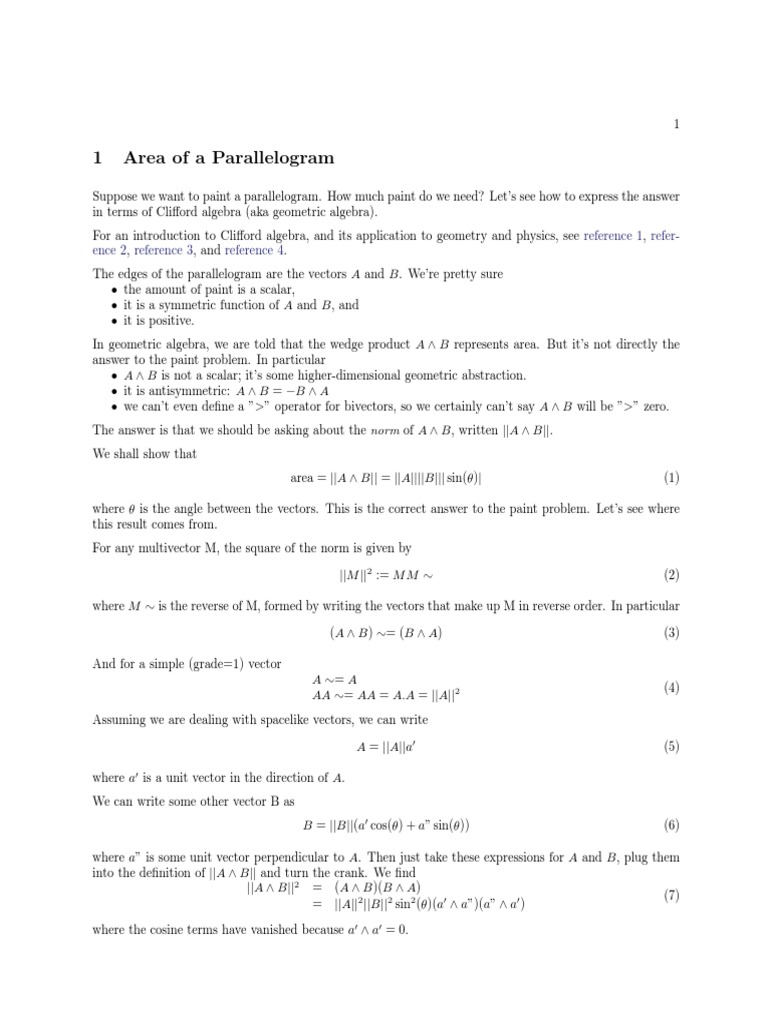 Area-Volume - Clifford Algebra Reference 7 | PDF