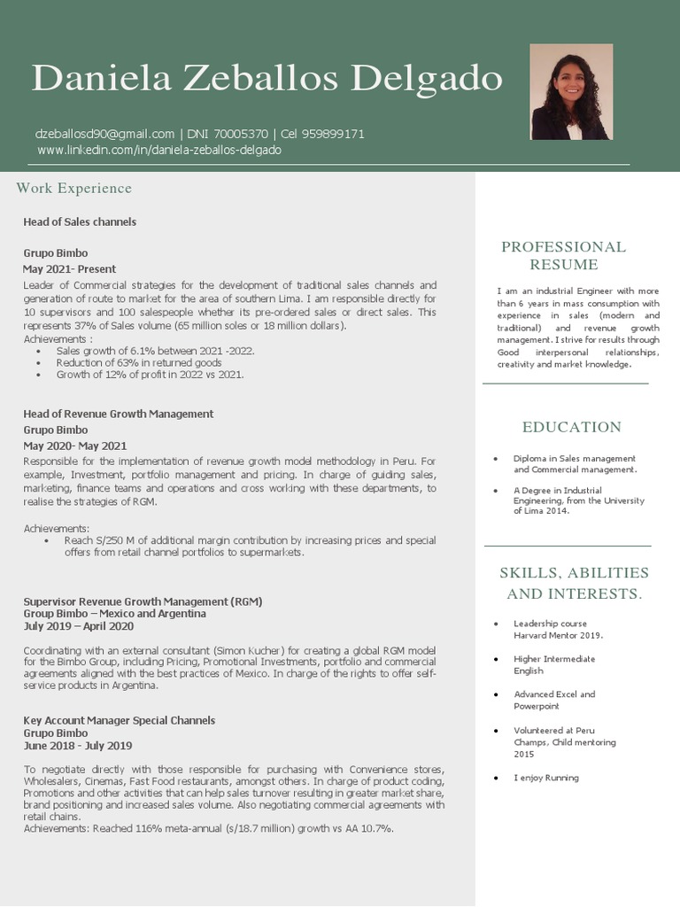 CV DANIELA ZEBALLOS - EN | PDF