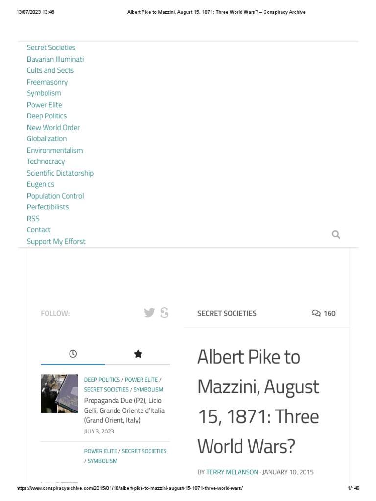Albert Pike to Mazzini, August 15, 1871_ Three World Wars_ – Conspiracy ...
