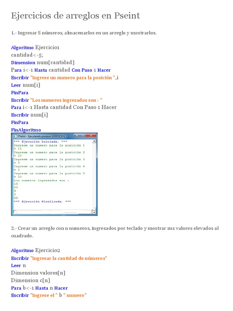 Ejercicios de Arreglos en Pseint | PDF | Finanzas y dinero | Informática