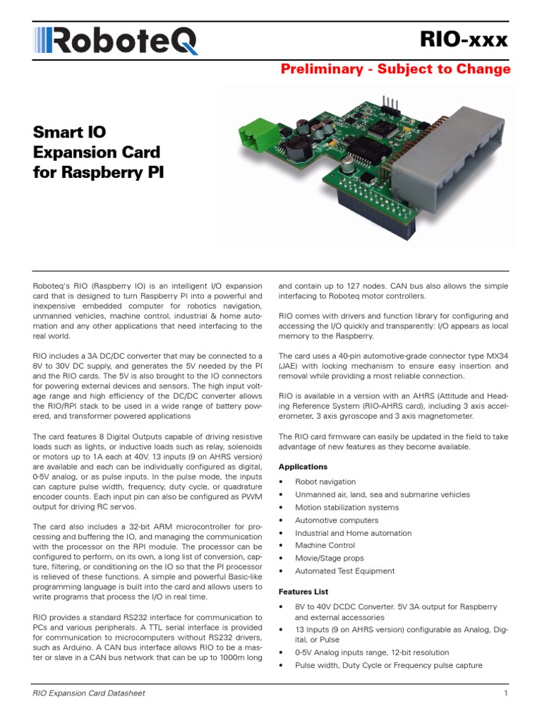 Rio Datasheet | PDF | Electrical Connector | Input/Output