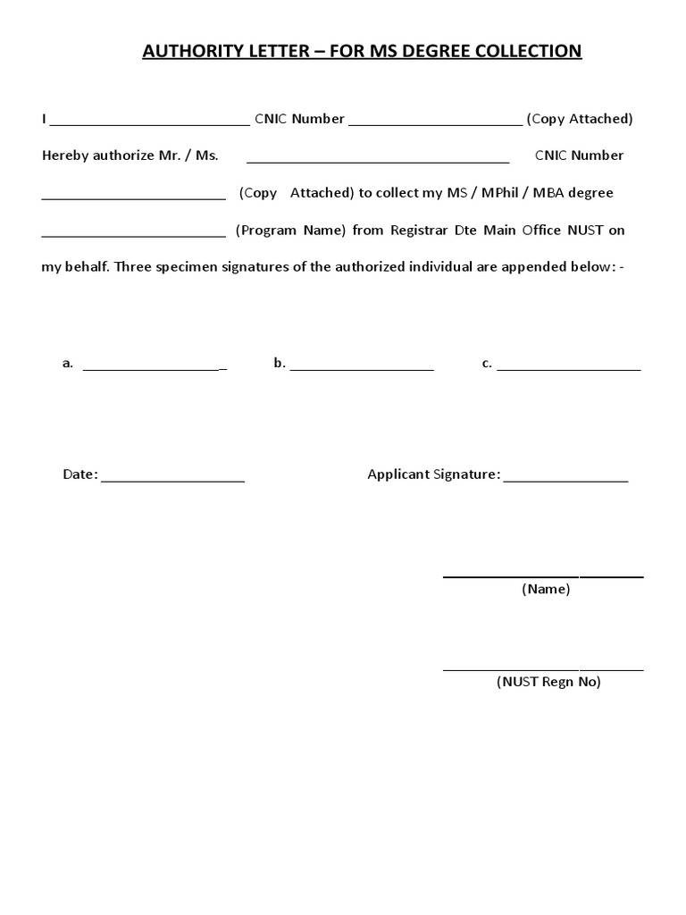 Authority Letter MS Degree Collection | PDF
