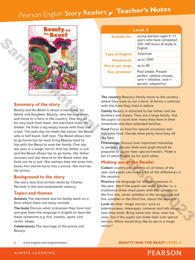 Beauty and The Beast L3 - Teacher's Notes | PDF | Linguistics