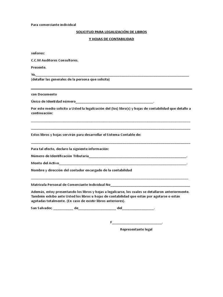 Solicitud de Comerciante Individual | PDF | Contabilidad | Contador