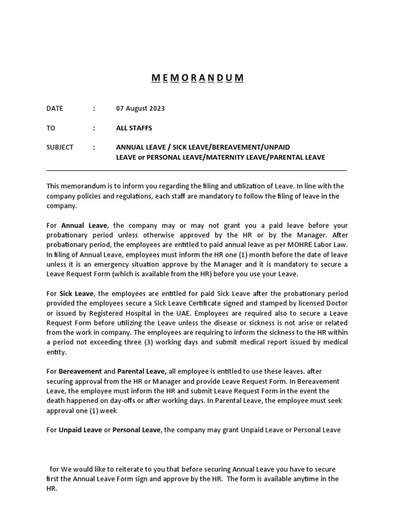 Annual - Sick Leave | PDF