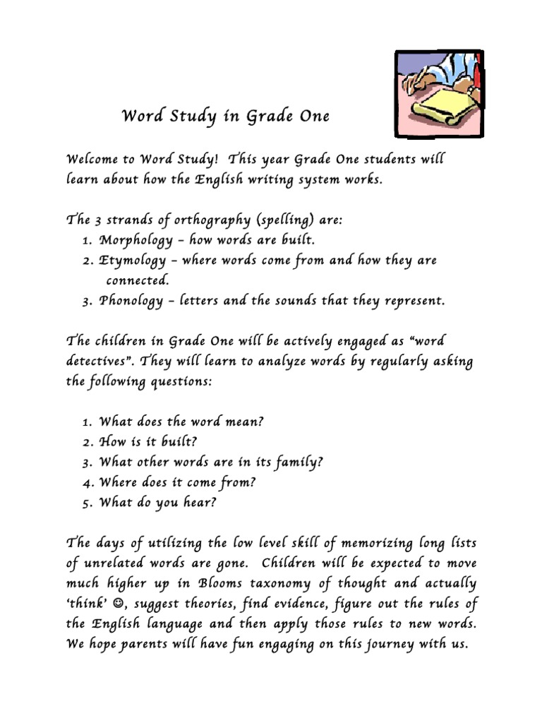 Grade One Word Study Overview | PDF