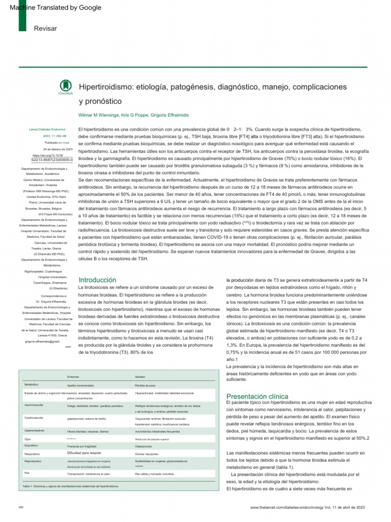 Hyperthyroidism - LANCET - (Wiersinga, Poppe y Effraimidis, 2023) | PDF ...