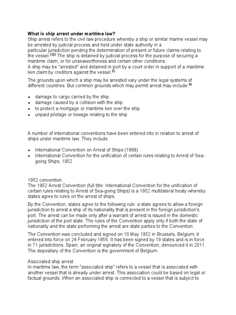 Ship Arrest | PDF | Admiralty Law | Lawsuit