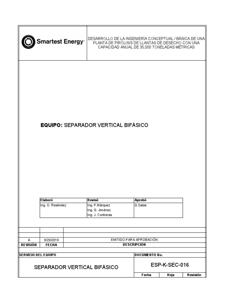ESP-K-SEC-016 Rev.A (Separador Vertical Bifásico) | PDF | Materiales ...