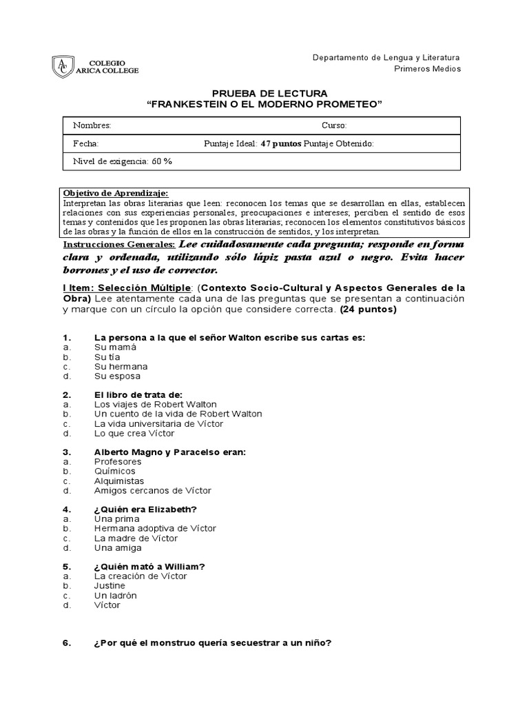 Prueba de Frankenstein | PDF