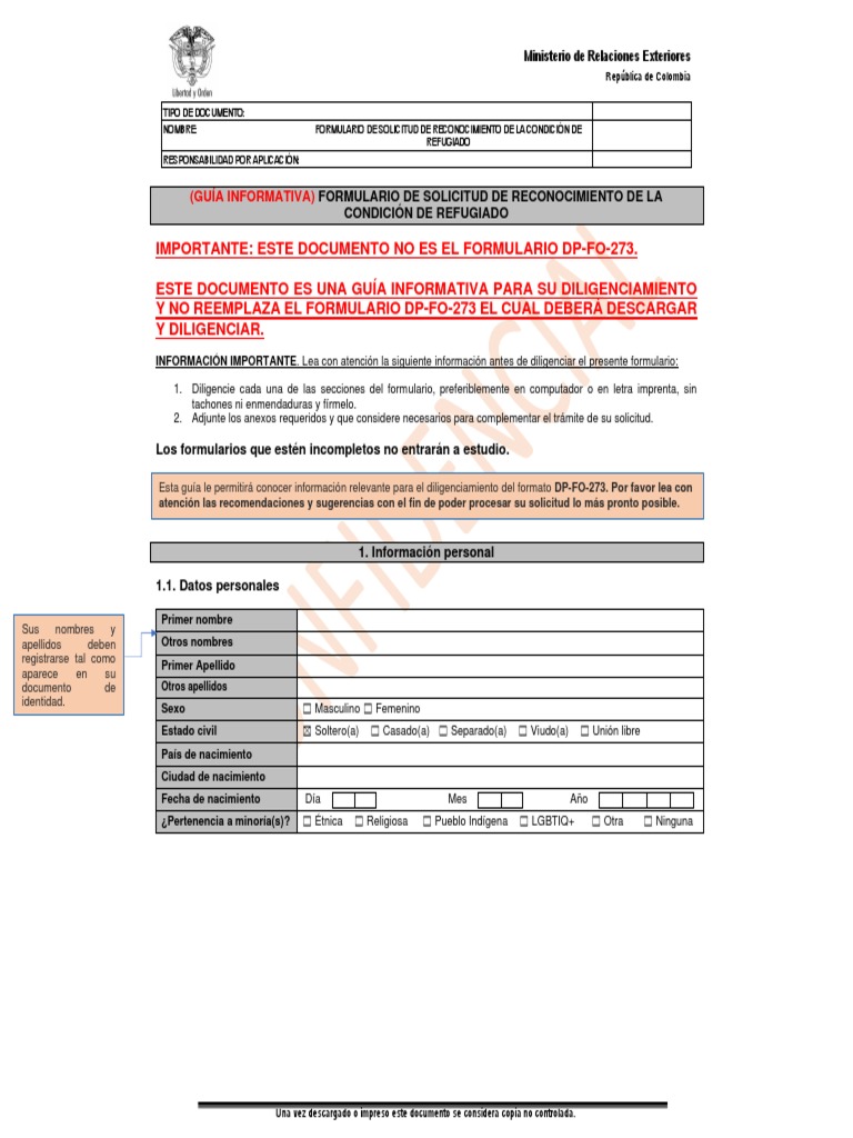 Guia Diligenciamiento - Formulario de Solicitud de Reconocimiento de La ... Guia Diligenciamiento - Formulario de Solicitud de Reconocimiento de La ...