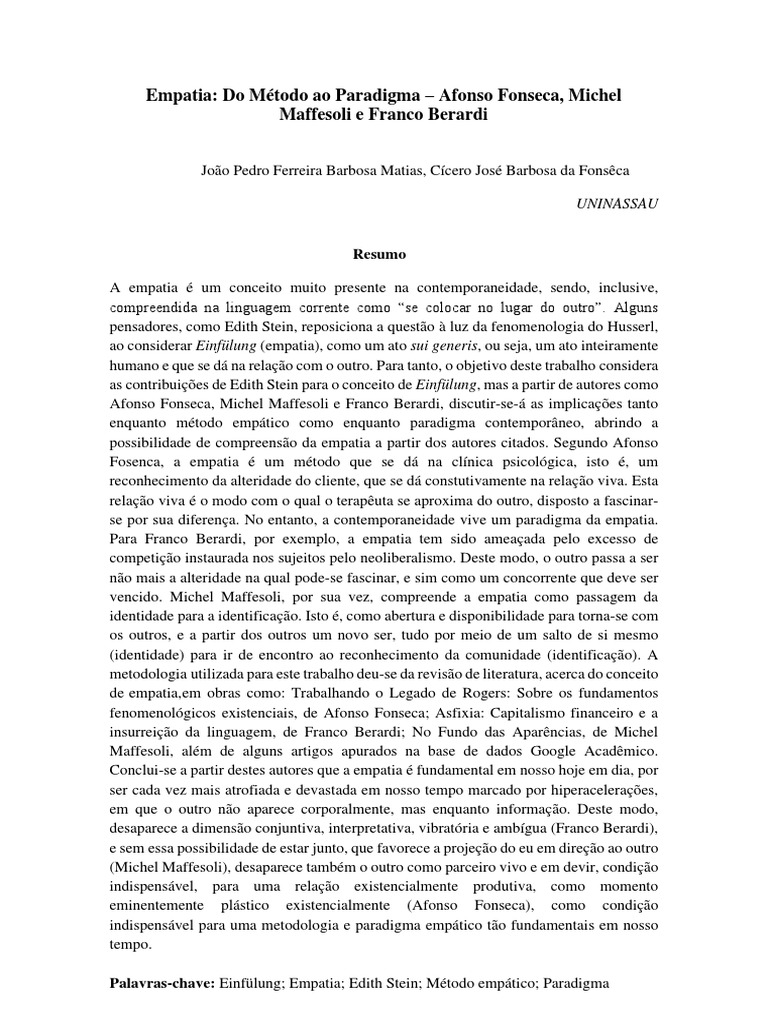 Empatia Do Método Ao Paradigma - Afonso Fonseca, Michel Maffesoli e ...