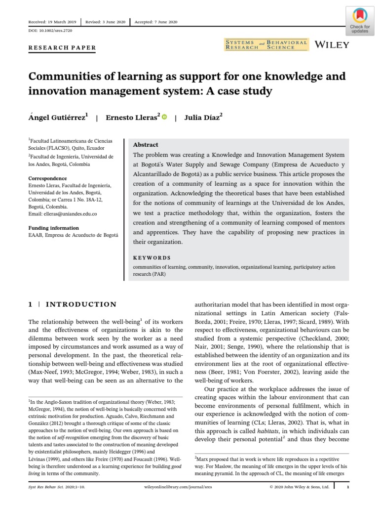C-Gutiérrez, Lleras & Díaz. Comm Learning as Support | PDF | Mentorship | Tacit Knowledge