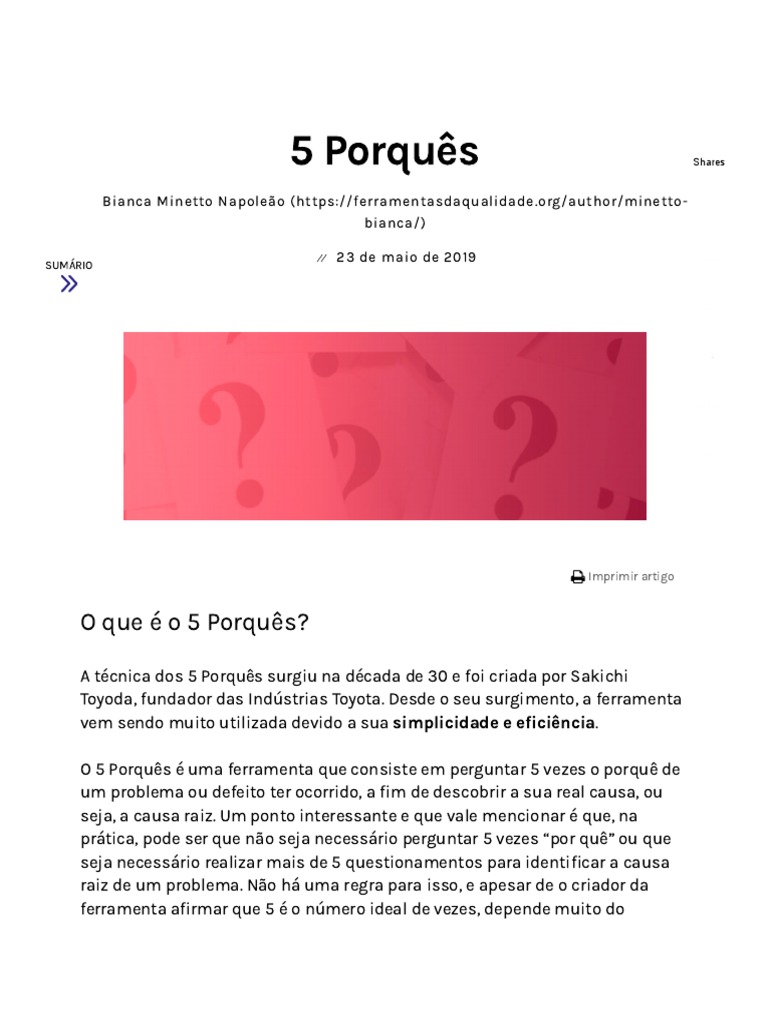 5 Porquês - Ferramentas Da Qualidade | PDF | Carreira e Crescimento ...