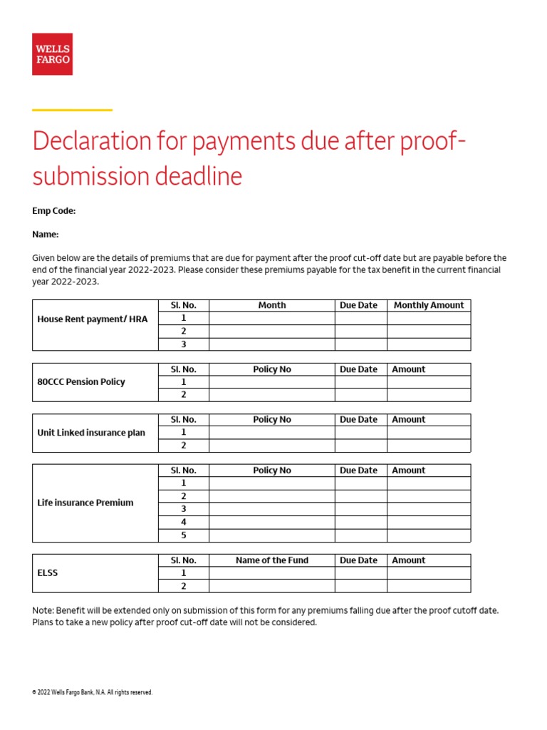 Payments Declaration for Tax Benefits 2023 | PDF