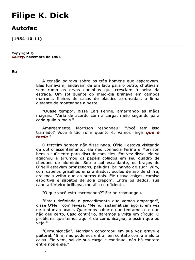 Filipe K. Dick Autofac, 1955 | PDF Filipe K. Dick Autofac, 1955 | PDF