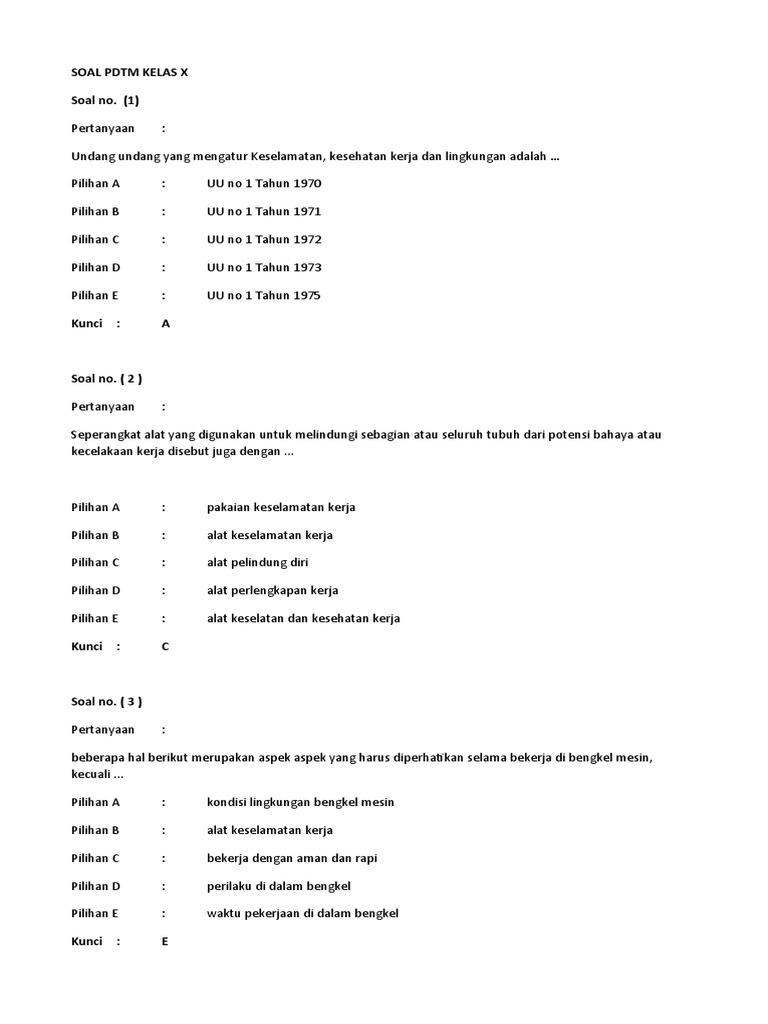 Soal PDTM Kelas X | PDF