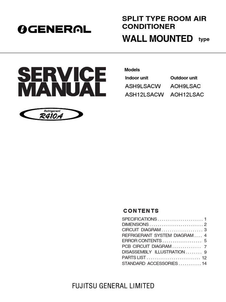 Wall Mounted: Split Type Room Air Conditioner | PDF