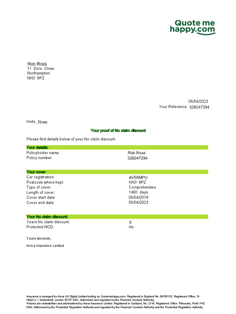 No Claim Discount Certificate Details | PDF