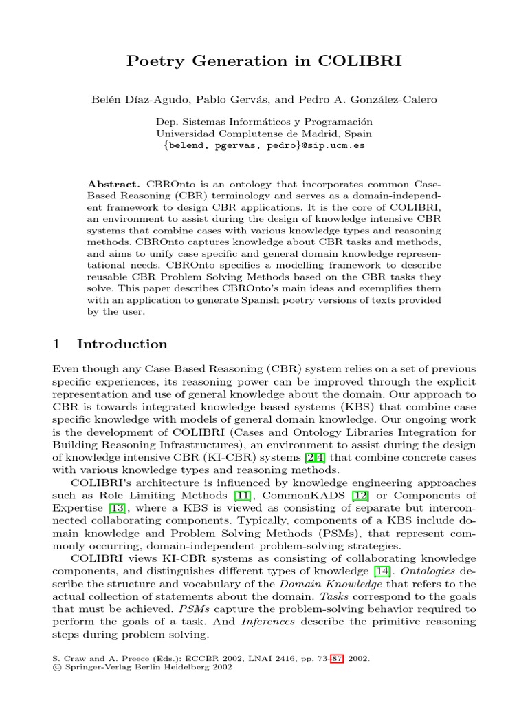 Poetry Generation in COLIBRI | PDF | Computers