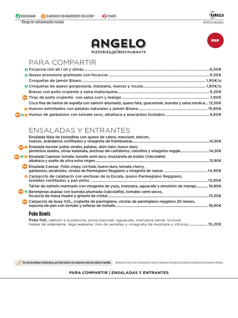 Menú de Pizzería Angelo Andorra | PDF | Té | Pizza